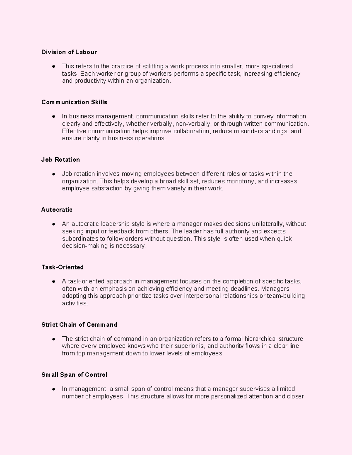 Business Management Concepts Overview (BM 101) - Studocu