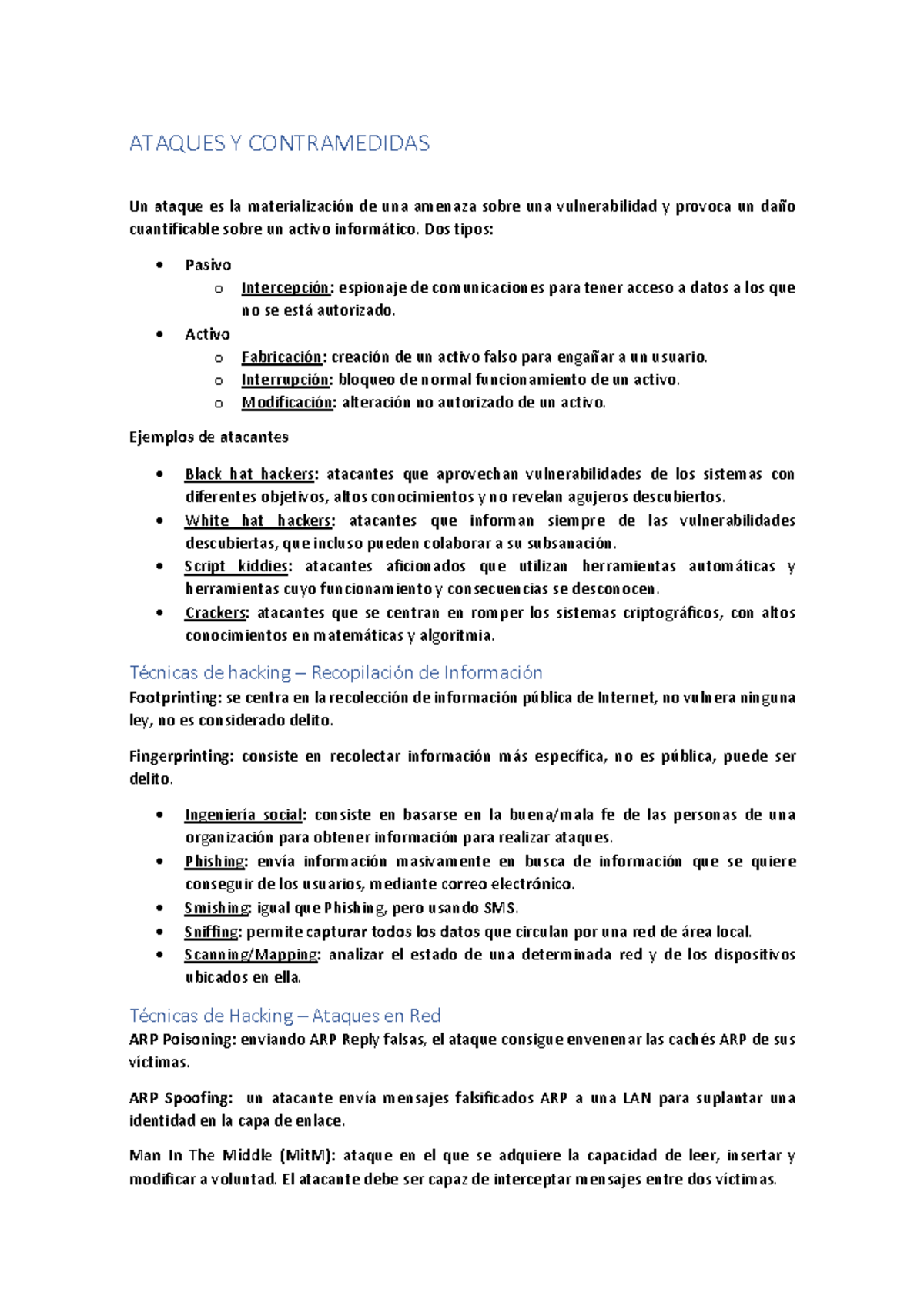 TEMA 3: Ataques y Contramedidas en Seguridad Informática - Studocu
