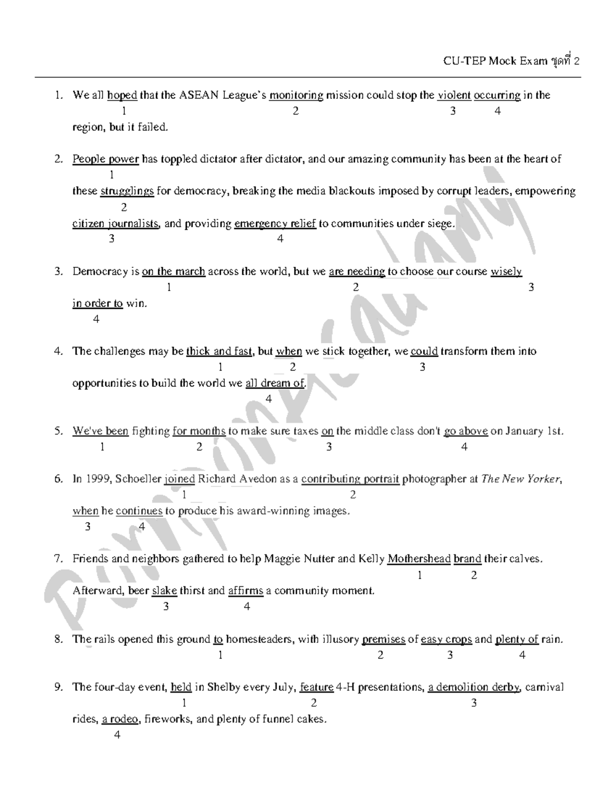 CU TEPP Mock Exam 2 - Comprehensive Review and Analysis - Studocu