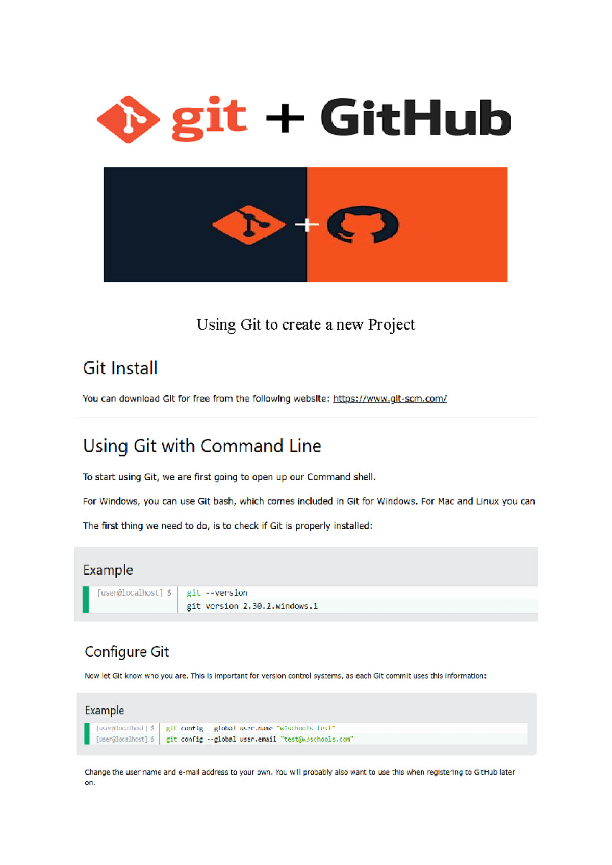 Git and Github - M git GitHub Using Git to create a new Project Git Install You can download Git ...