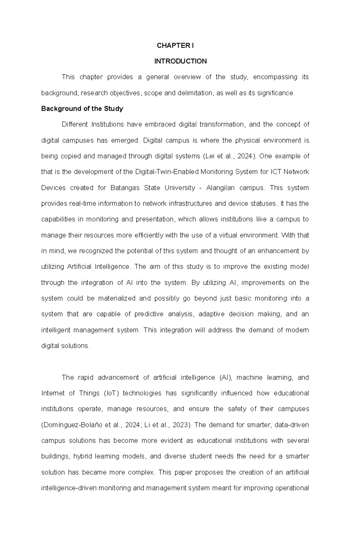 CHAPTER I: INTRODUCTION TO AI-ENHANCED MONITORING SYSTEM FOR DIGITAL ...