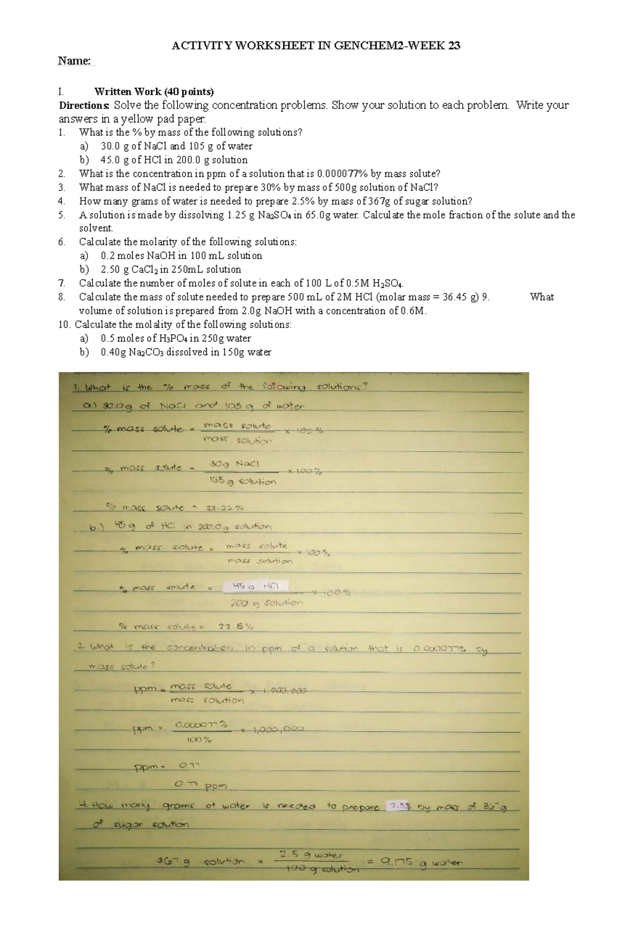 Wk23 Worksheet in Gen Chem 2 - ACTIVITY WORKSHEET IN GENCHEM2-WEEK 23 ...