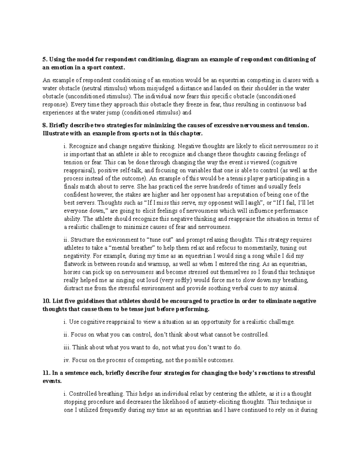 Psych Assignment 3 - 5. Using the model for respondent conditioning ...