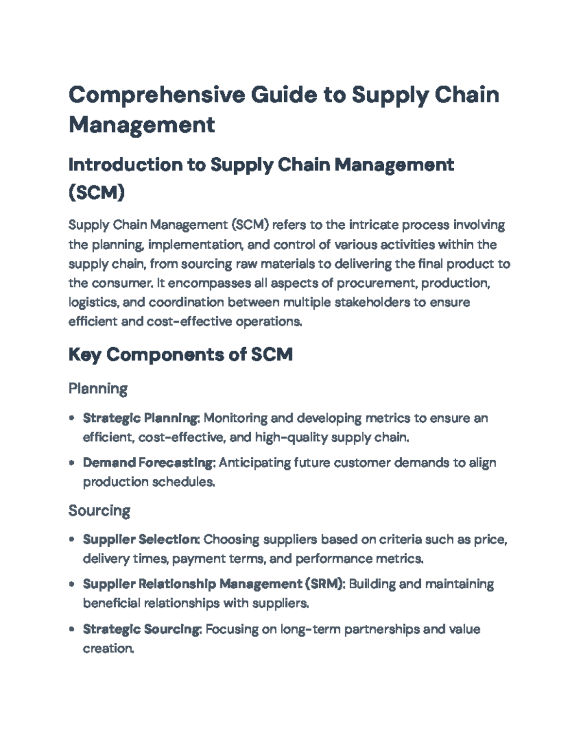 SCM Strategies: A Comprehensive Guide to Supply Chain Management - Studocu