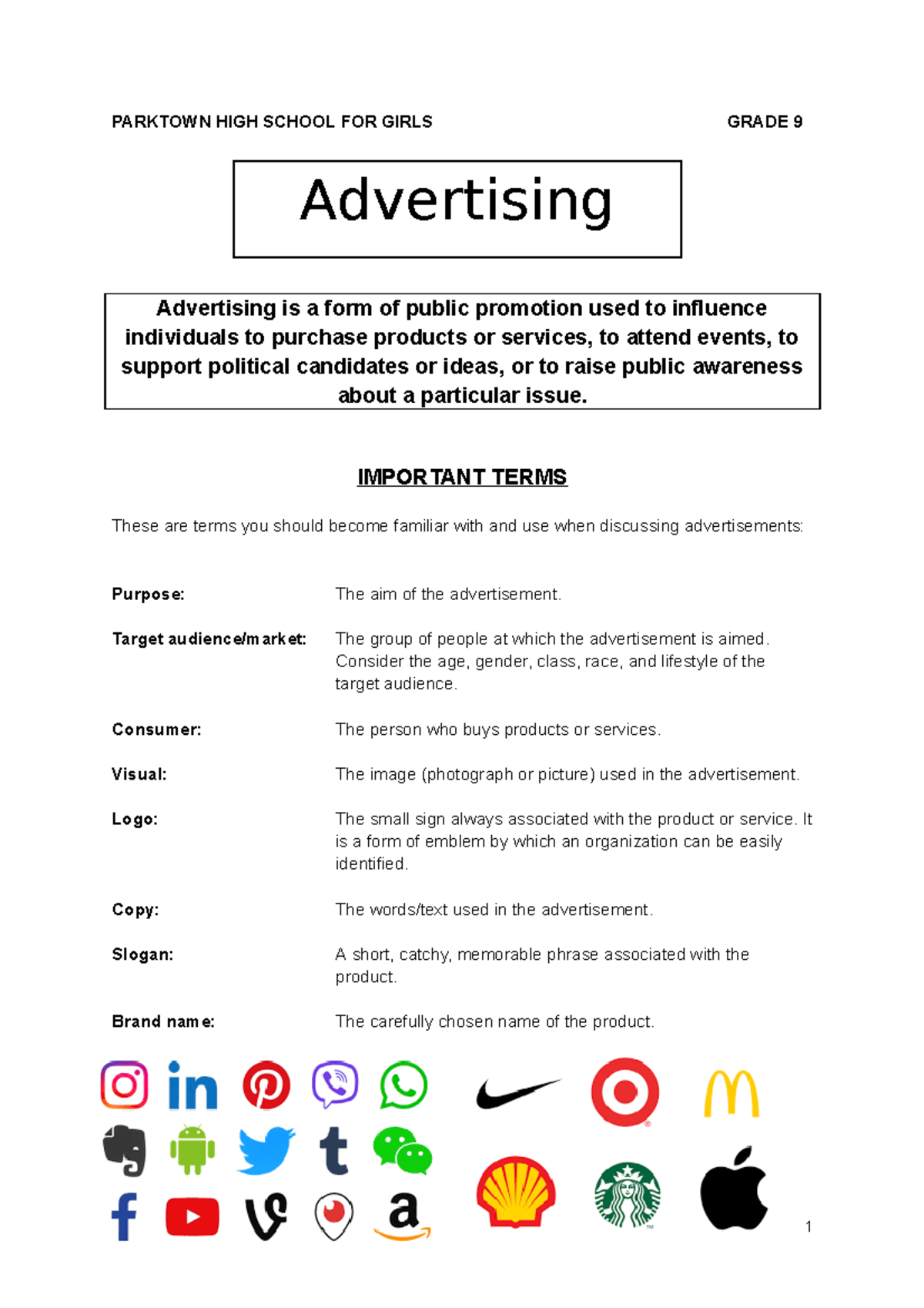 Grade 10 Advertising: Understanding AIDA and Advertising Techniques ...
