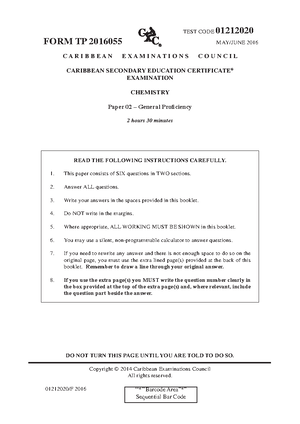 Inti Sci June 2017 P2 - The documents attached are CSEC past papers for ...