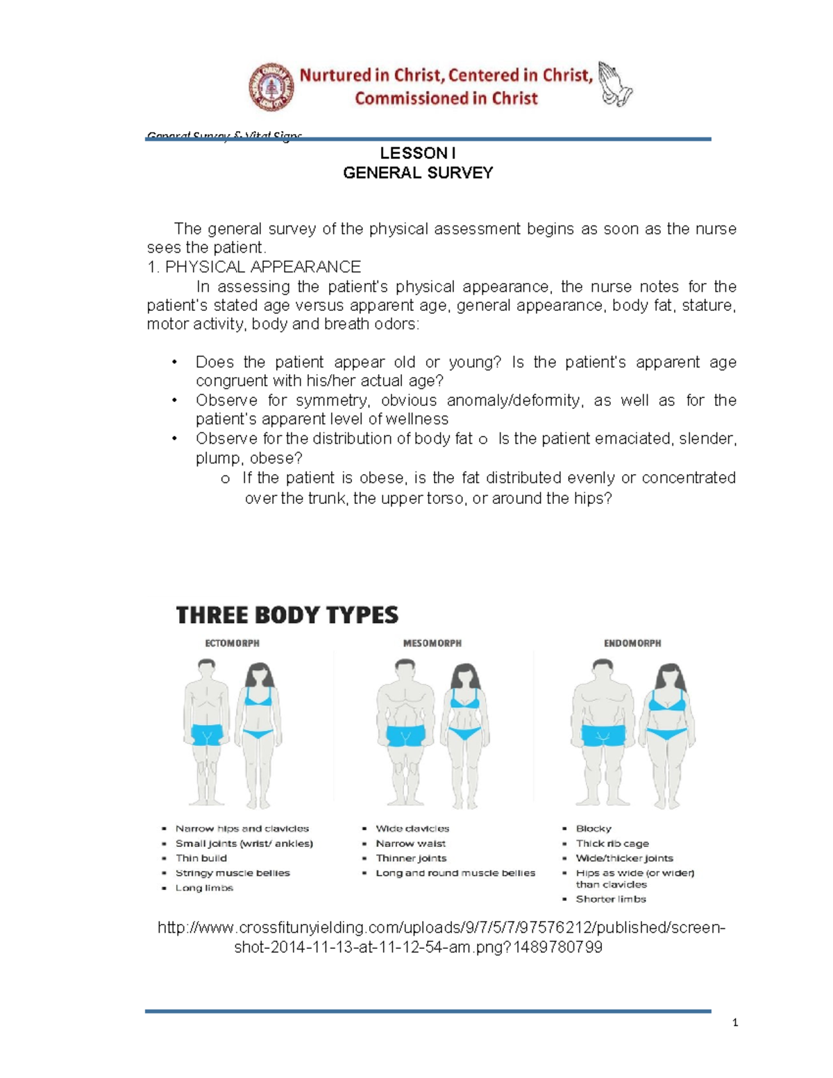 General Survey & Vital Signs: Lesson I Overview - Studocu