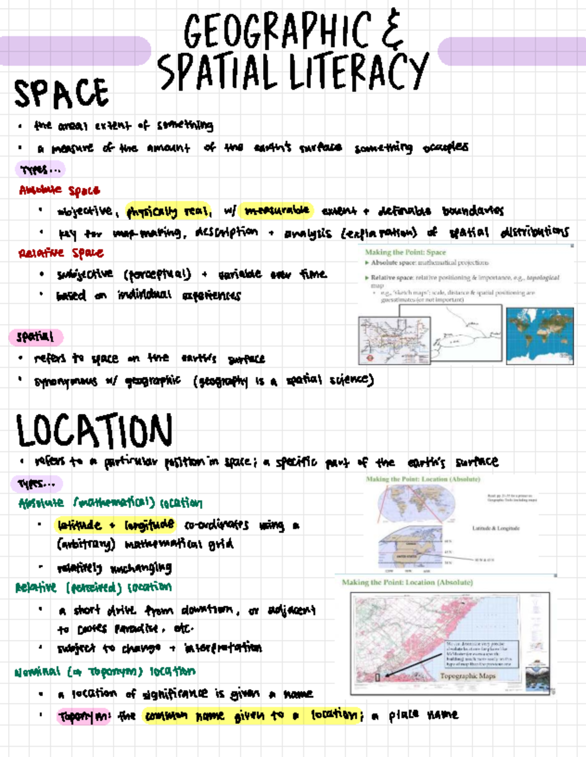 Envsocty - Lec 2 Notes: Understanding Geographic Spatial Literacy - Studocu