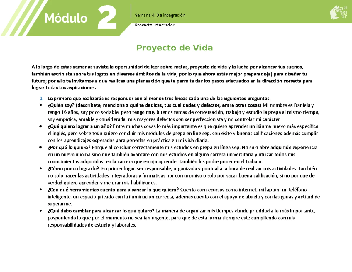 Proyecto integrador modulo 2 - Proyecto integrador: Mi proyecto de vida ...
