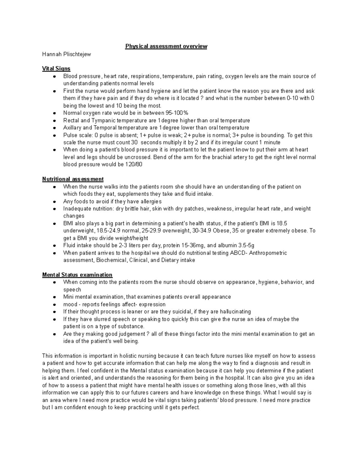 Physical Assessment: Vital Signs & Patient Evaluation Techniques - Studocu