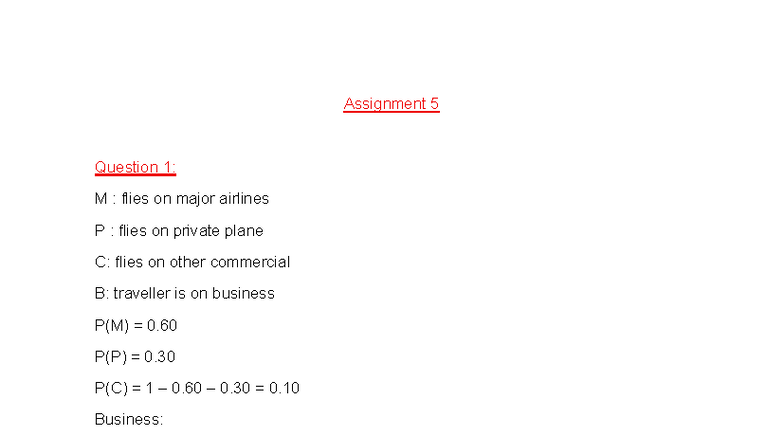 Assignment 5: Probability Analysis and Calculations - Studocu