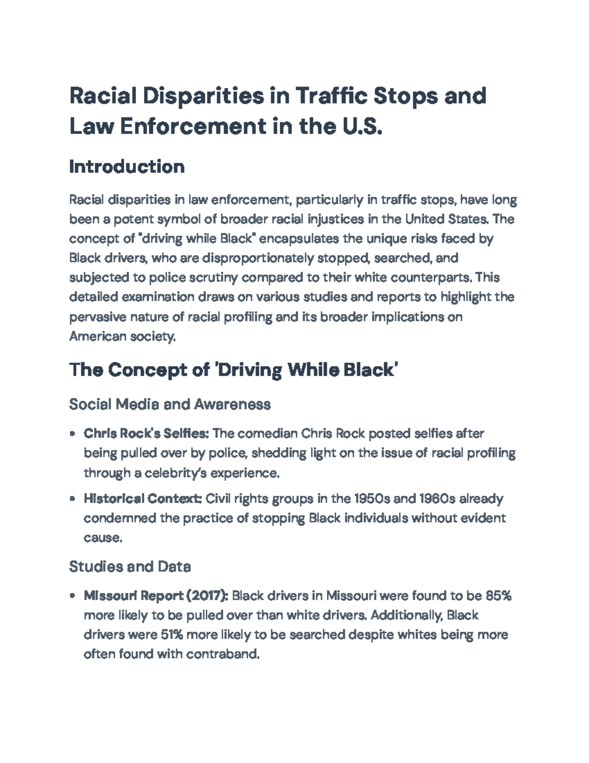 Racial Disparities in Traffic Stops: Analyzing Law Enforcement Bias in ...