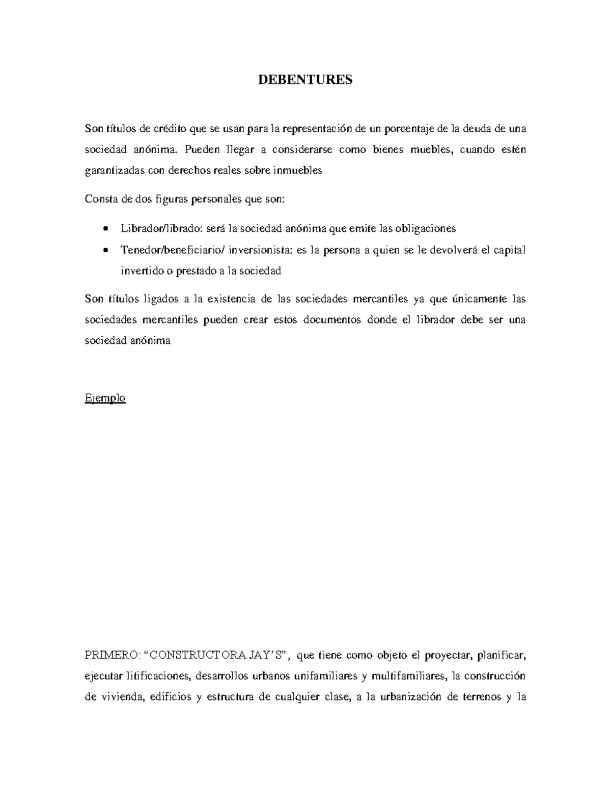 Ejemplo de Debenture: Análisis y Detalles Específicos 2023 - Studocu