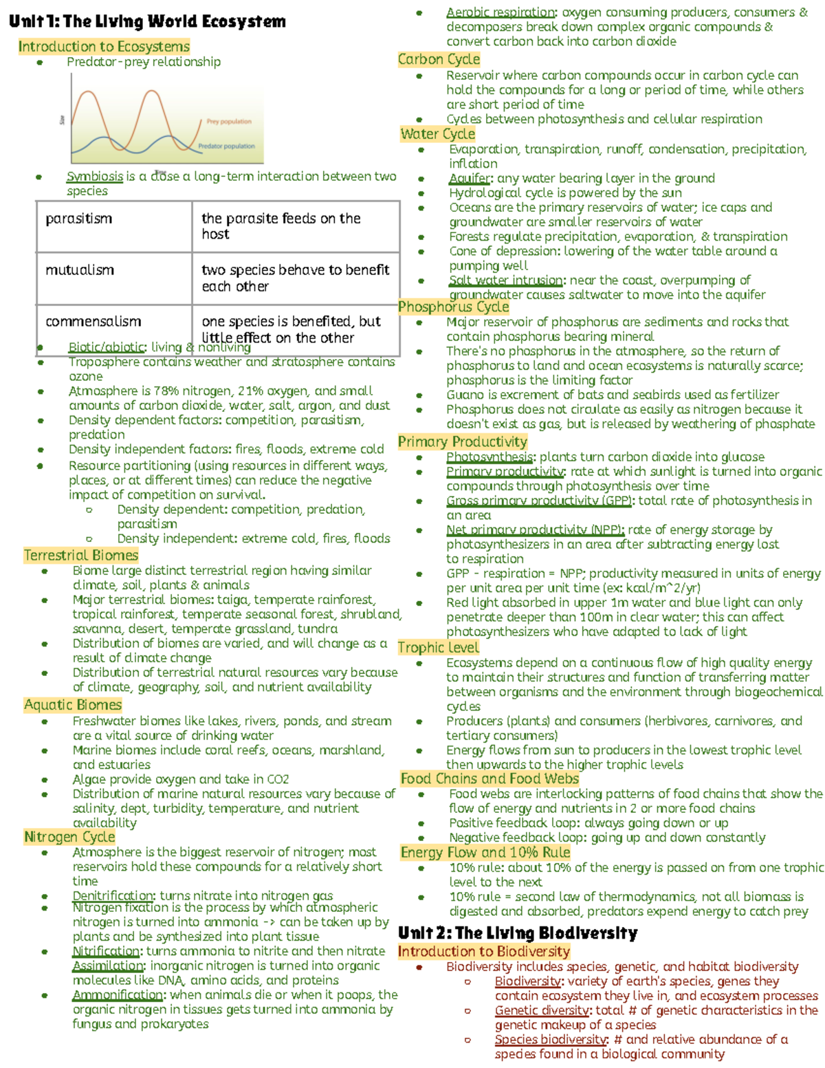 APES 101: Comprehensive Study Guide for Ecosystems and Biodiversity - Studocu