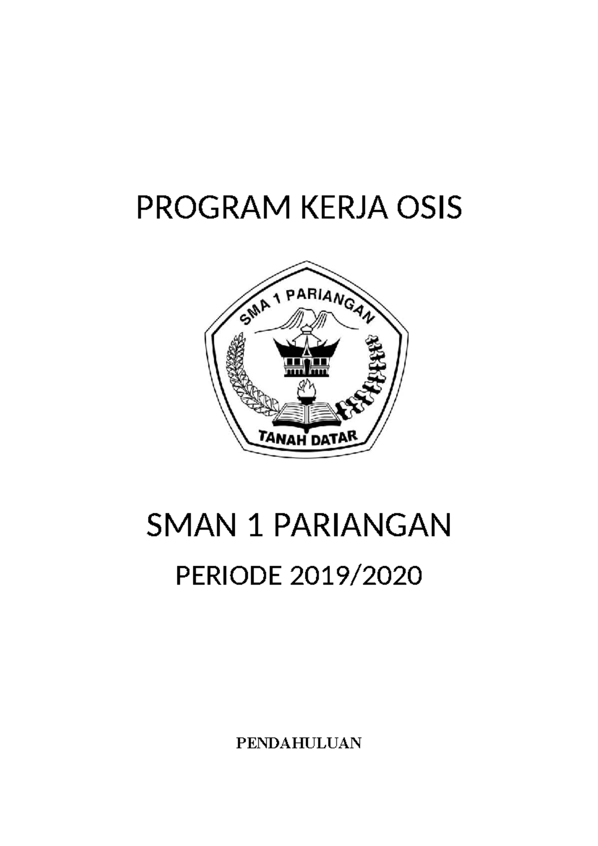 Program Kerja OSIS SMAN 1 Pariangan 2019-2020 - Studocu
