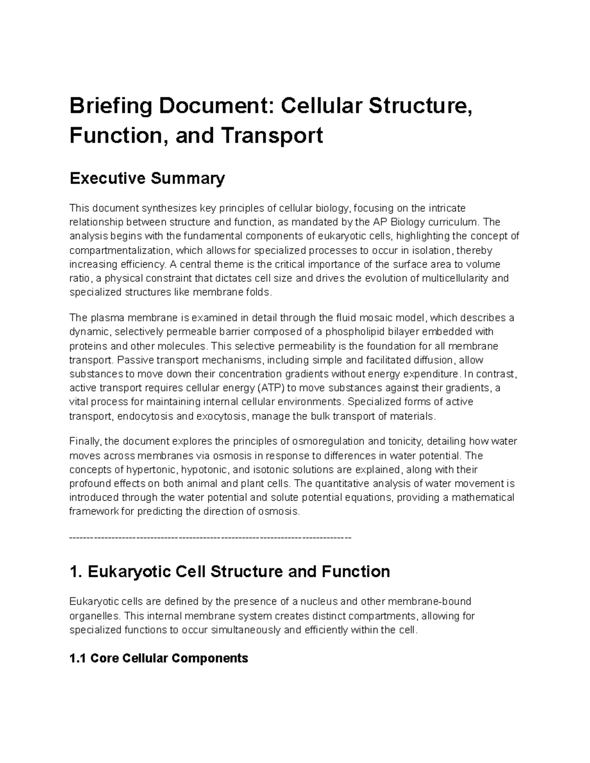 AP Biology: Cellular Structure, Function & Transport Overview - Studocu