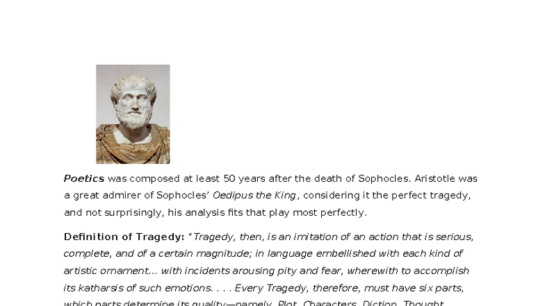 Aristotle's Poetics Analysis: Key Concepts & Tragedy (ENG 201) - Studocu