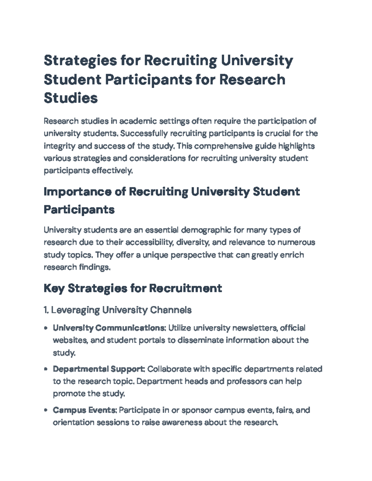 Strategies for Recruiting University Student Participants in Research ...