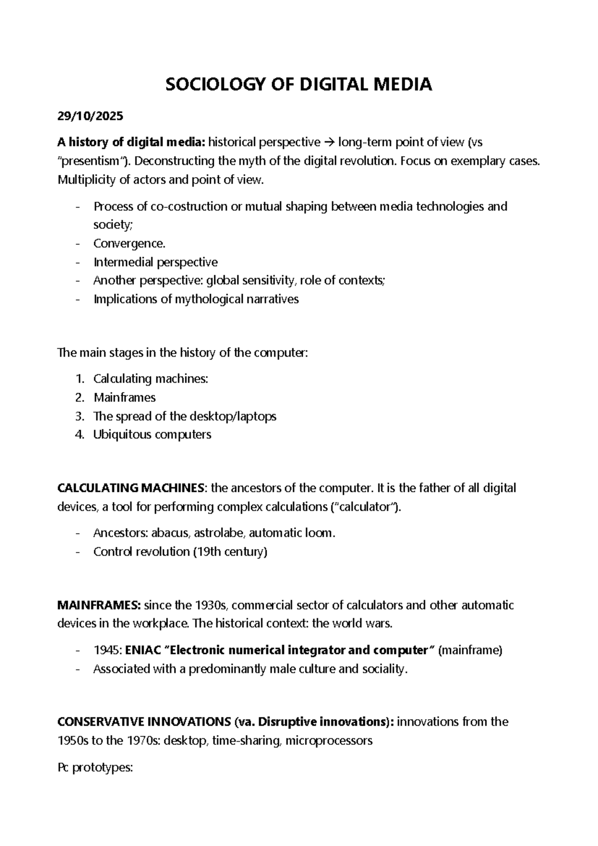 SOC 101: Sociology of Digital Media - Historical Perspectives and Myths ...