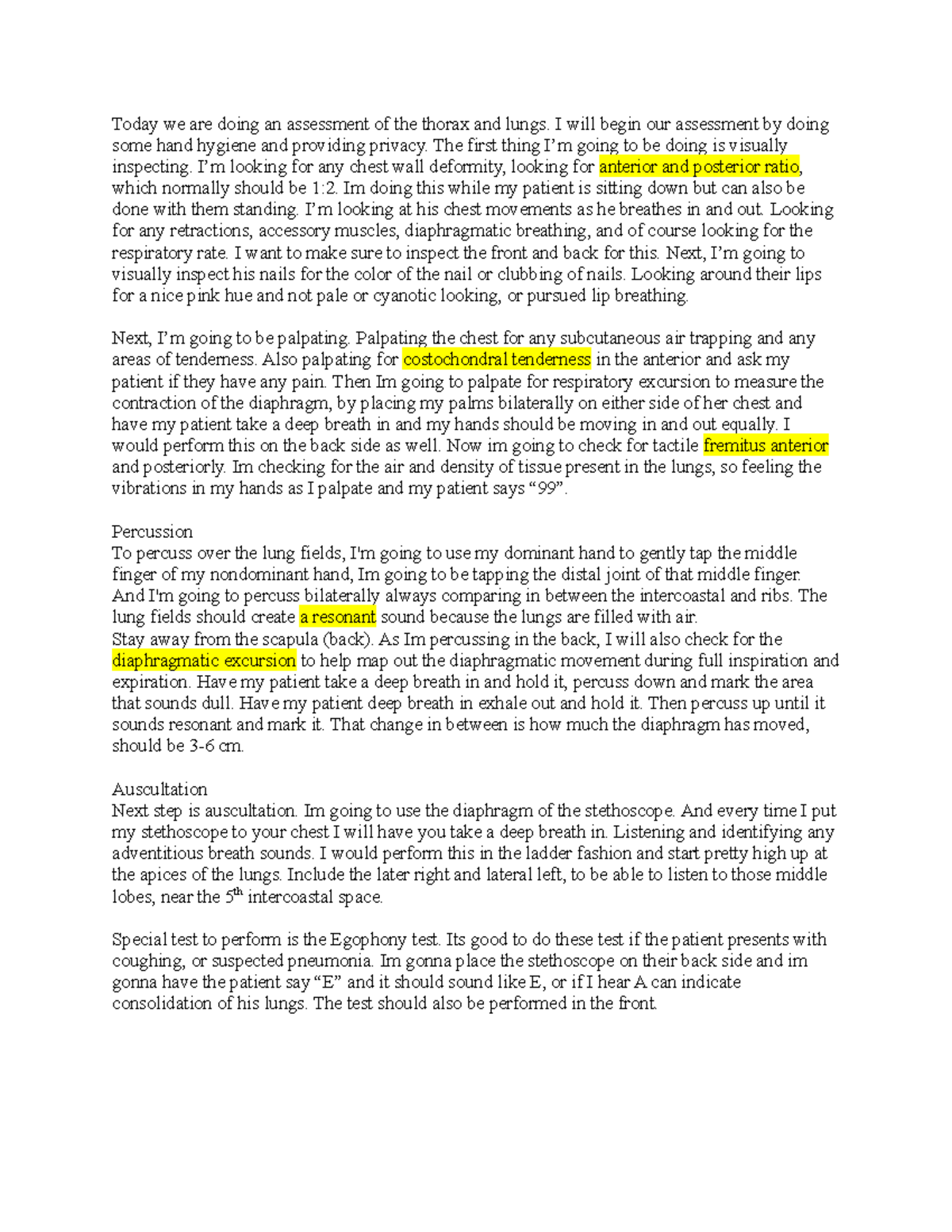 Respiratory Assessment Techniques: Comprehensive Notes - Studocu