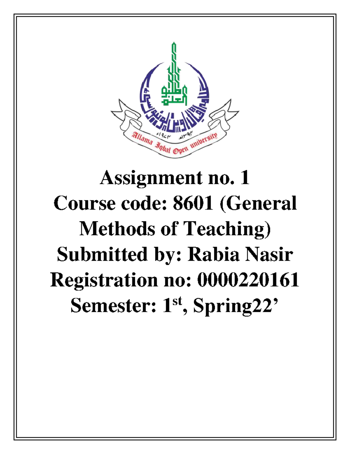 8601 Assignment 1: Characteristics of Effective Teaching - Studocu