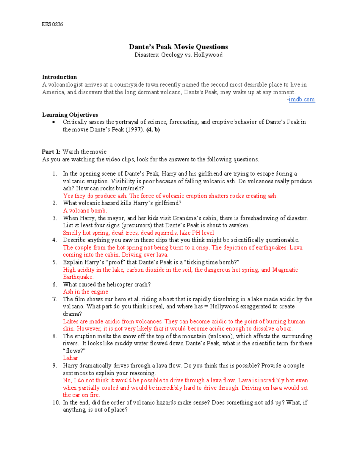 EES 0836: Analyzing Scientific Accuracy in Dante's Peak Movie - Studocu