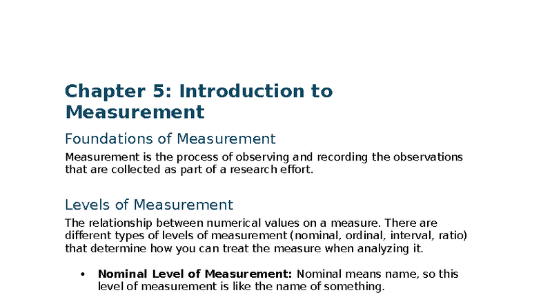 Chapter 5: Foundations of Measurement and Reliability Concepts ...