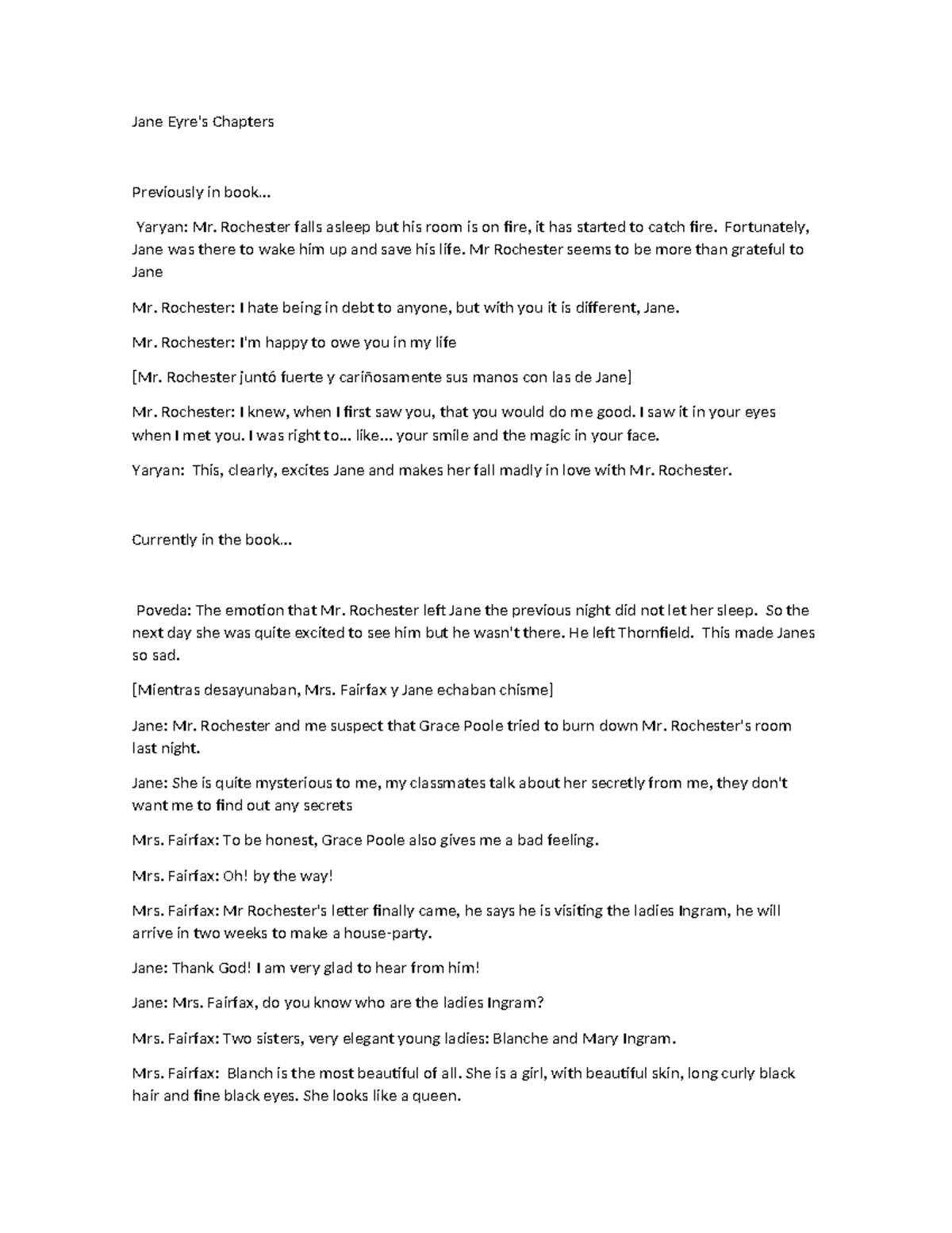 Jane Eyre - Resumen Jane Eyre - Jane Eyre's Chapters Previously in book ...