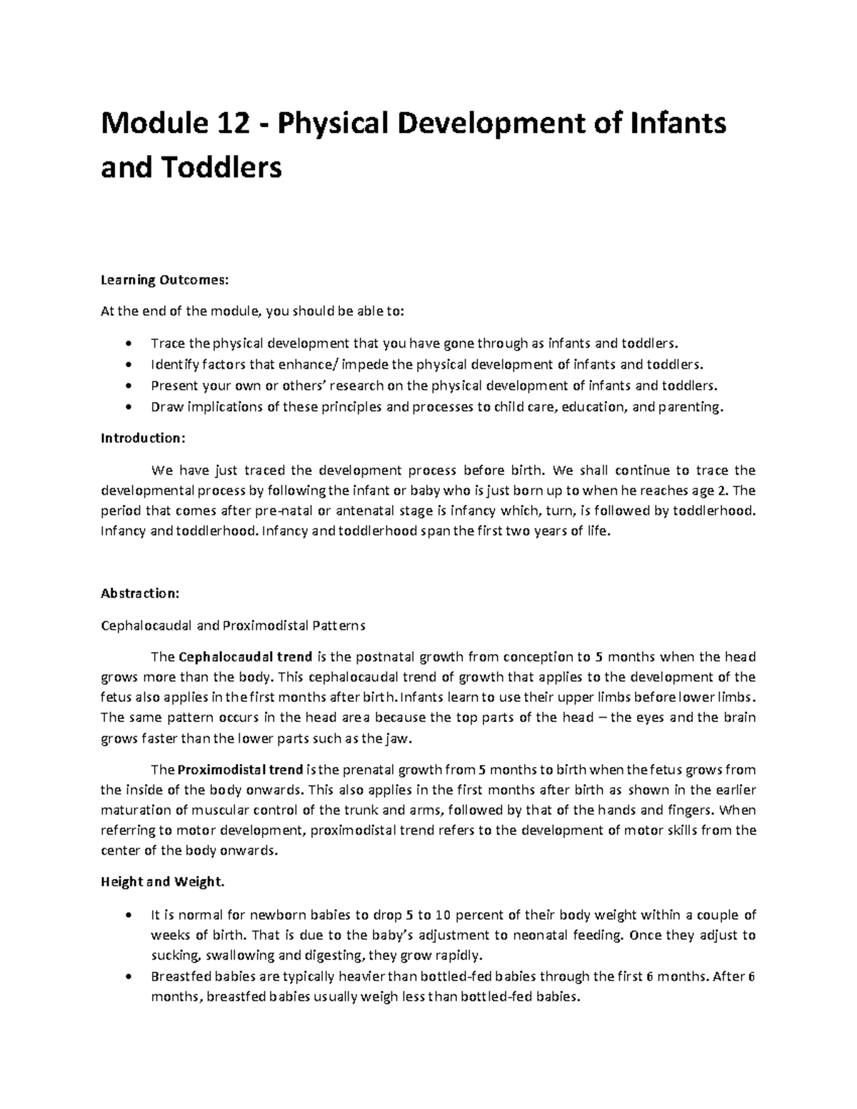 Module 12: Understanding Physical Development in Infancy & Toddlerhood ...