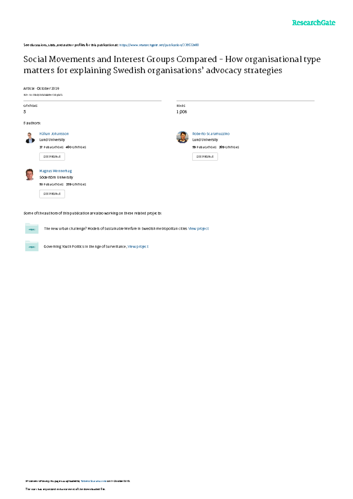 Social Movements and Interest Groups Compared: Advocacy Strategies in ...