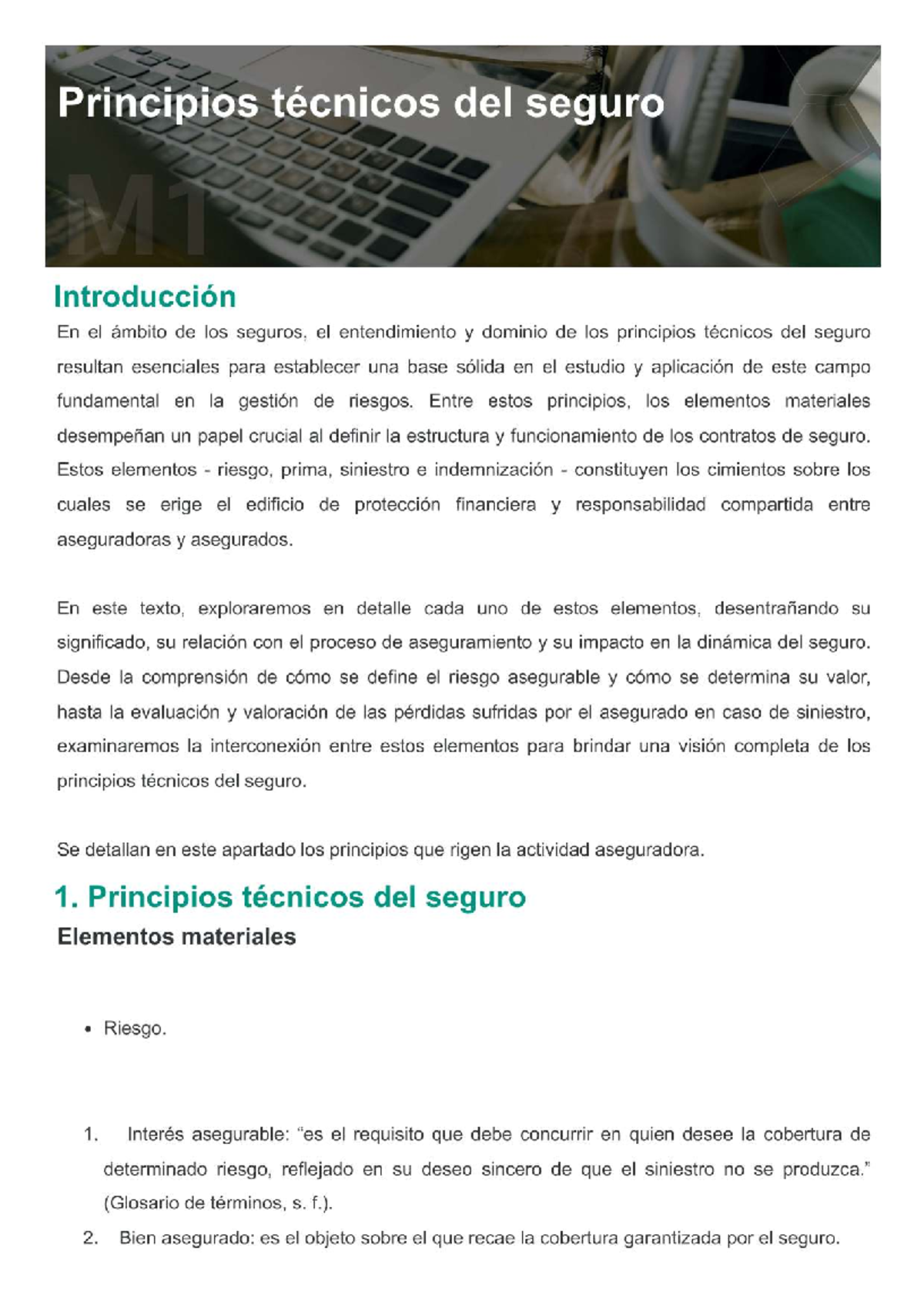 Principios Técnicos del Seguro: Elementos Clave y su Impacto - Studocu