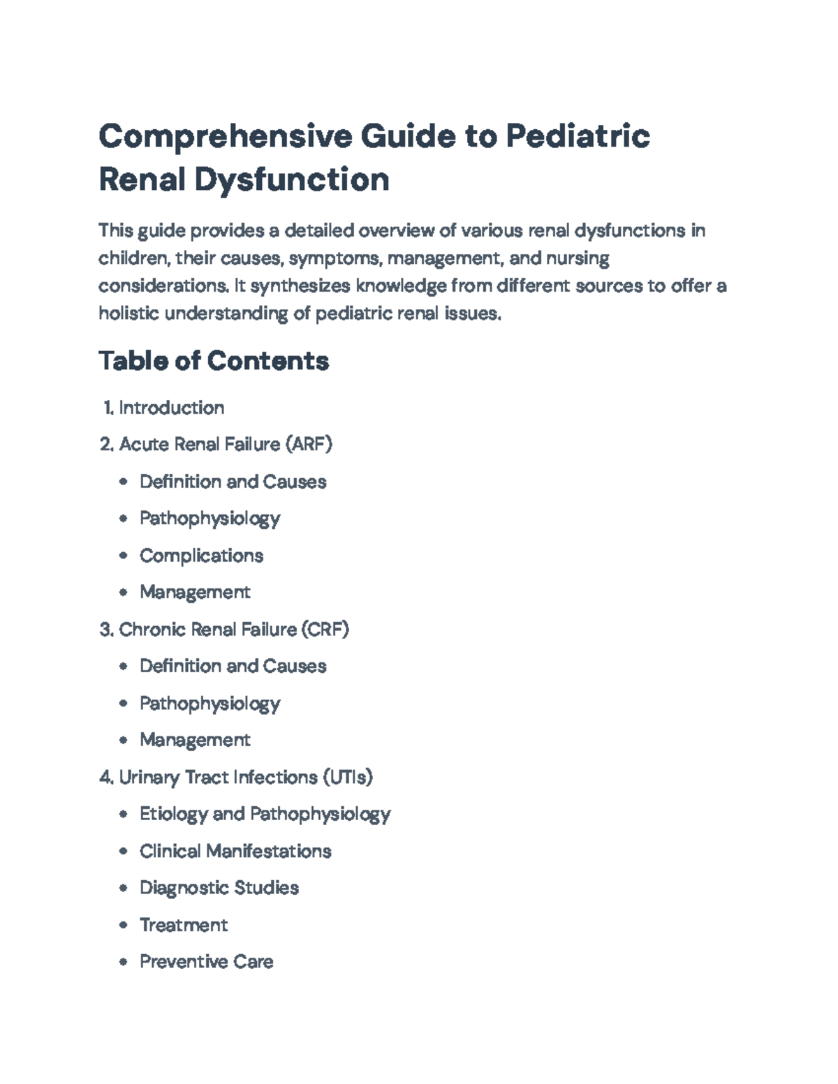 Pediatric Renal Dysfunction Overview: Causes, Symptoms, and Management ...