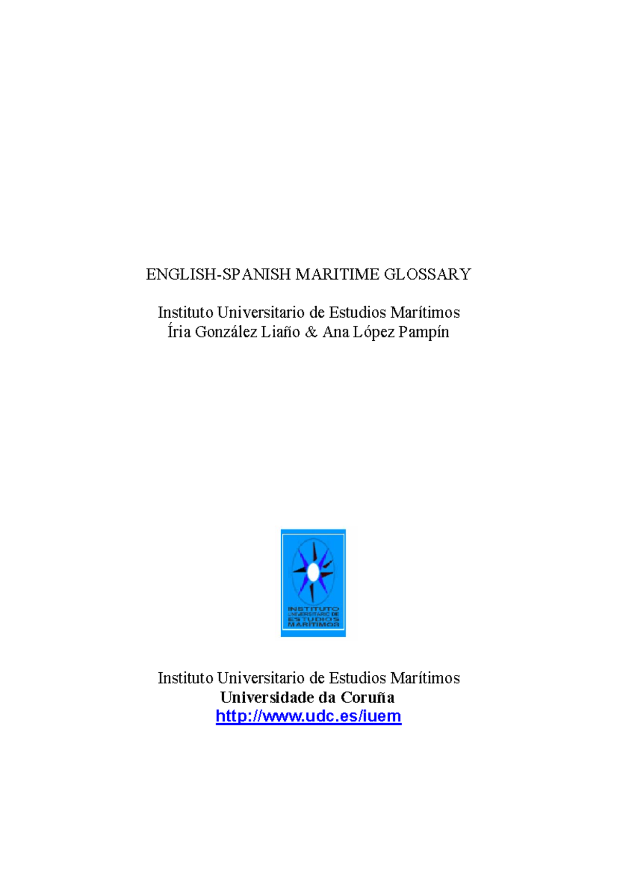 Glossary of Maritime Terms: English-Spanish (Instituto Universitario de ...