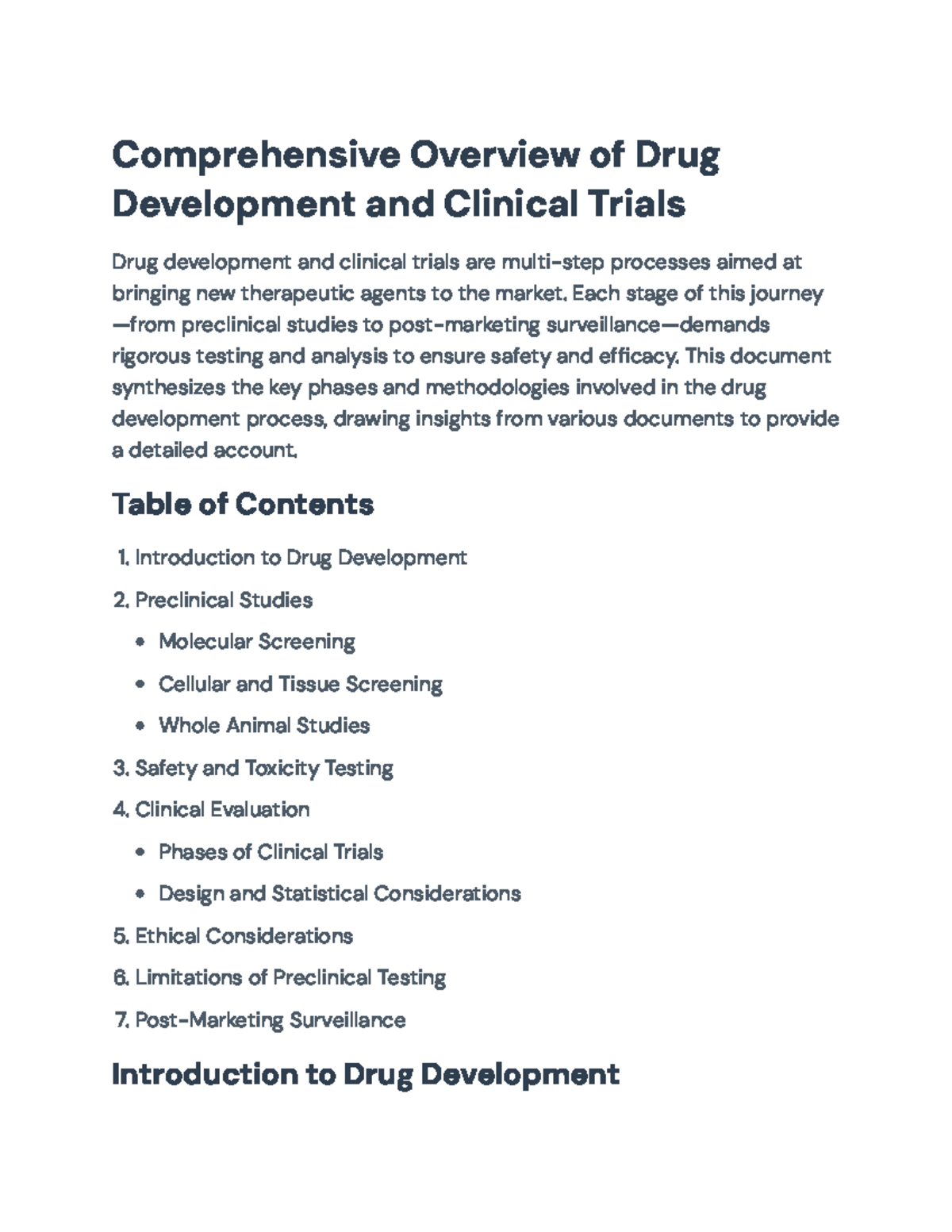 Comprehensive Overview of Drug Development and Clinical Trials ...