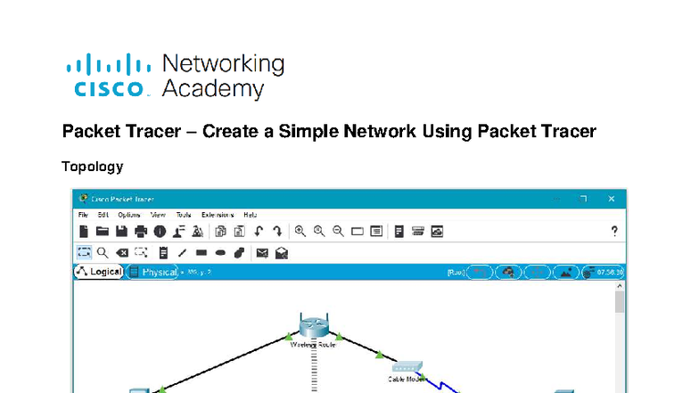 2.1.1.5 Packet Tracer - Building a Simple Network Topology - Studocu