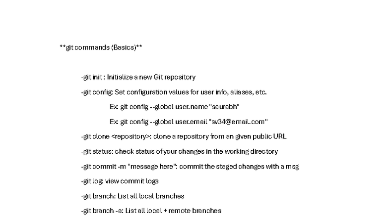 Git Commands Overview: Init, Config, Clone, Status, Commit, and More - Studocu