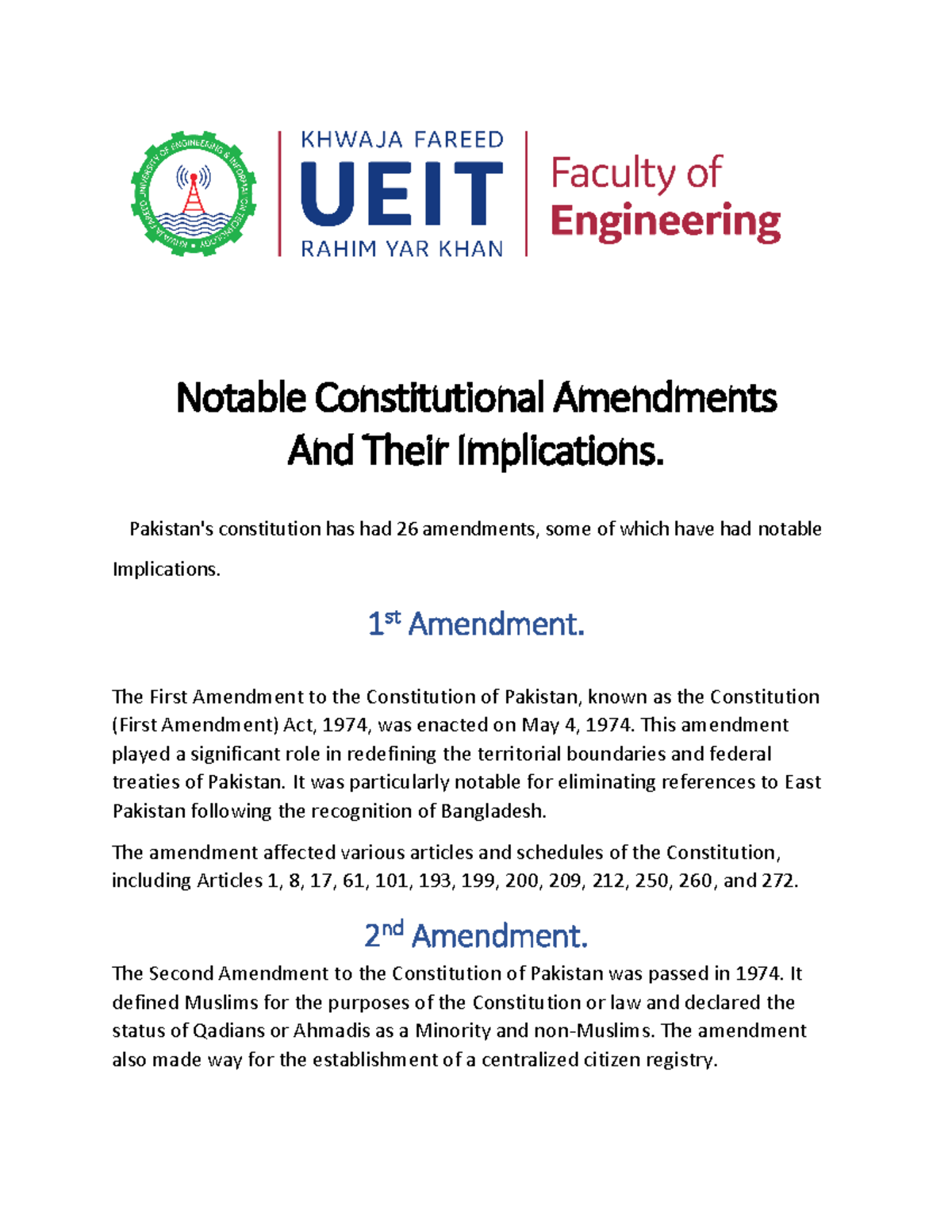 Notable Amendments in Pakistan's Constitution: Key Changes & Impacts ...