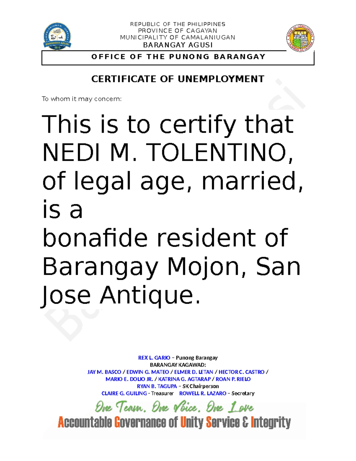 Brgy1 - Certification of Typhoon Affected Residents in Nagsabaran ...