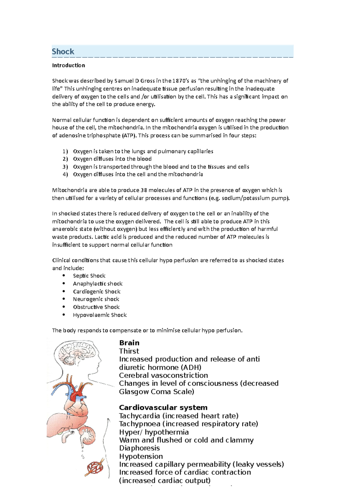 Shock Module - Comprehensive Notes on Types and Management - Studocu