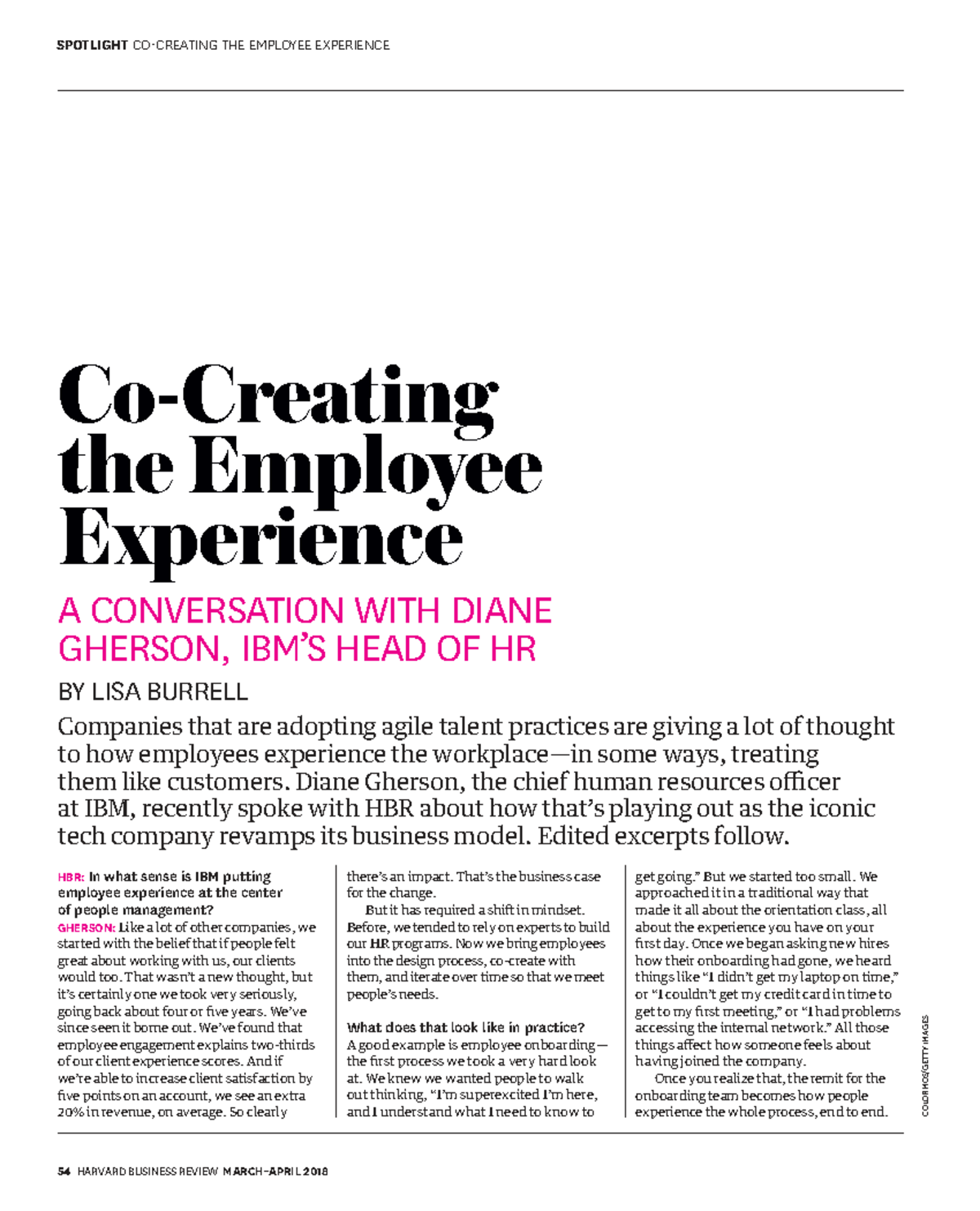 SPOTLIGHT ON EMPLOYEE EXPERIENCE: CO-CREATING WITH IBM HR (HBR 2018 ...
