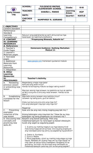 Grade 6 COT math Q4 - Lesson Plan in Math Classroom Observation - Daily Lesson Log SCHOOL ...