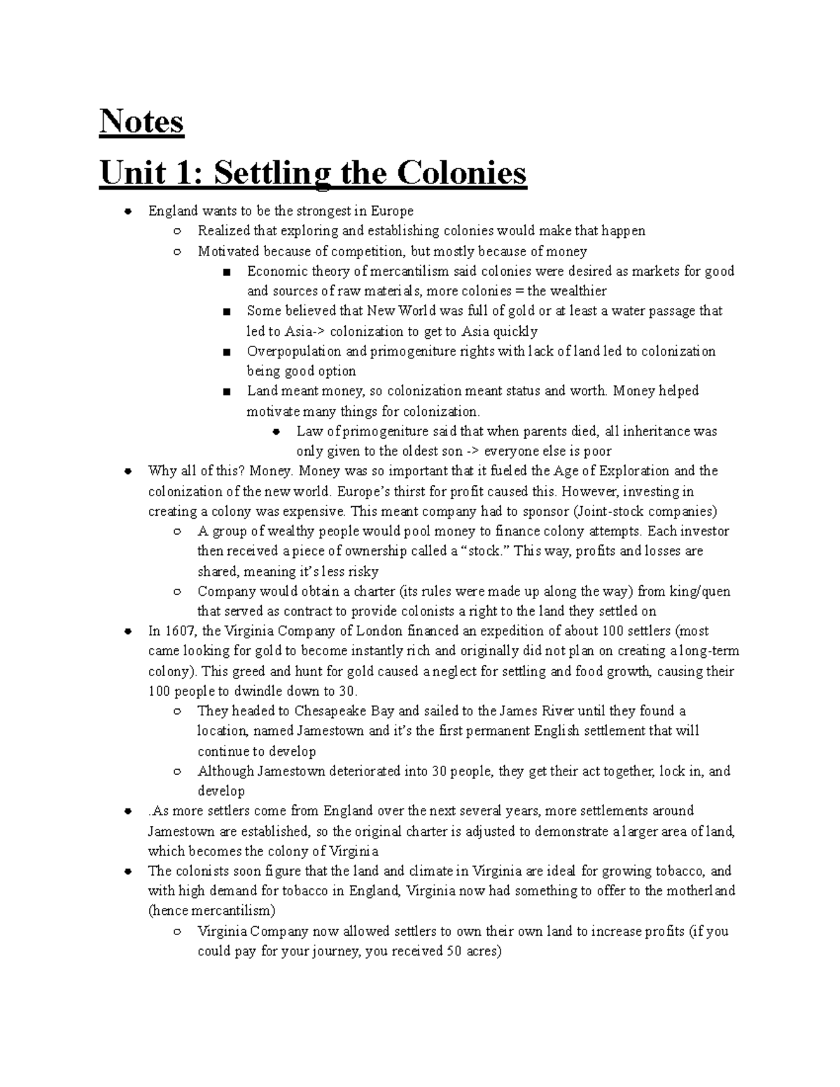 Colonial America Overview: Settling, Society, Economy & Slavery Notes ...