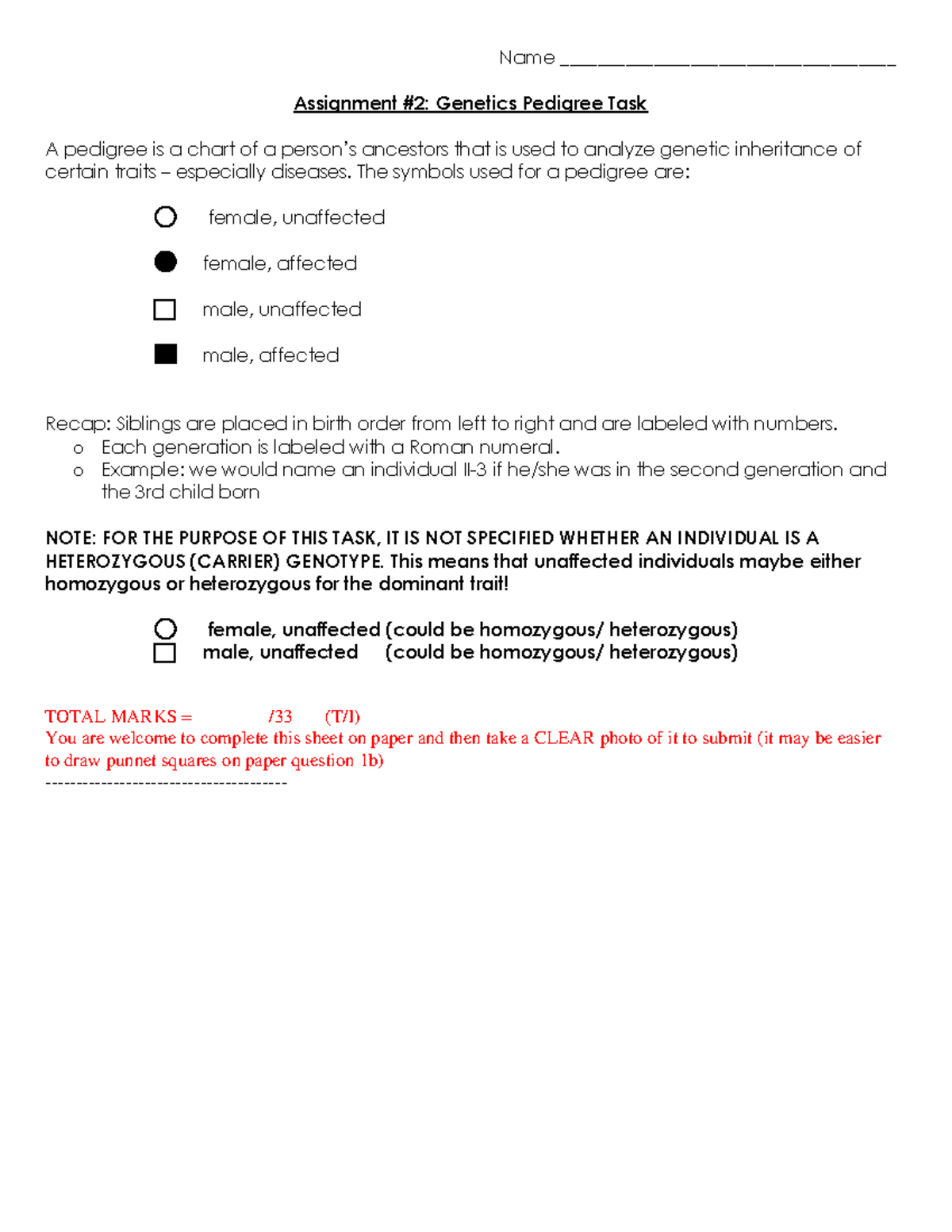 Genetics Assignment #2: Pedigree Analysis Task Summer 2023 - Studocu