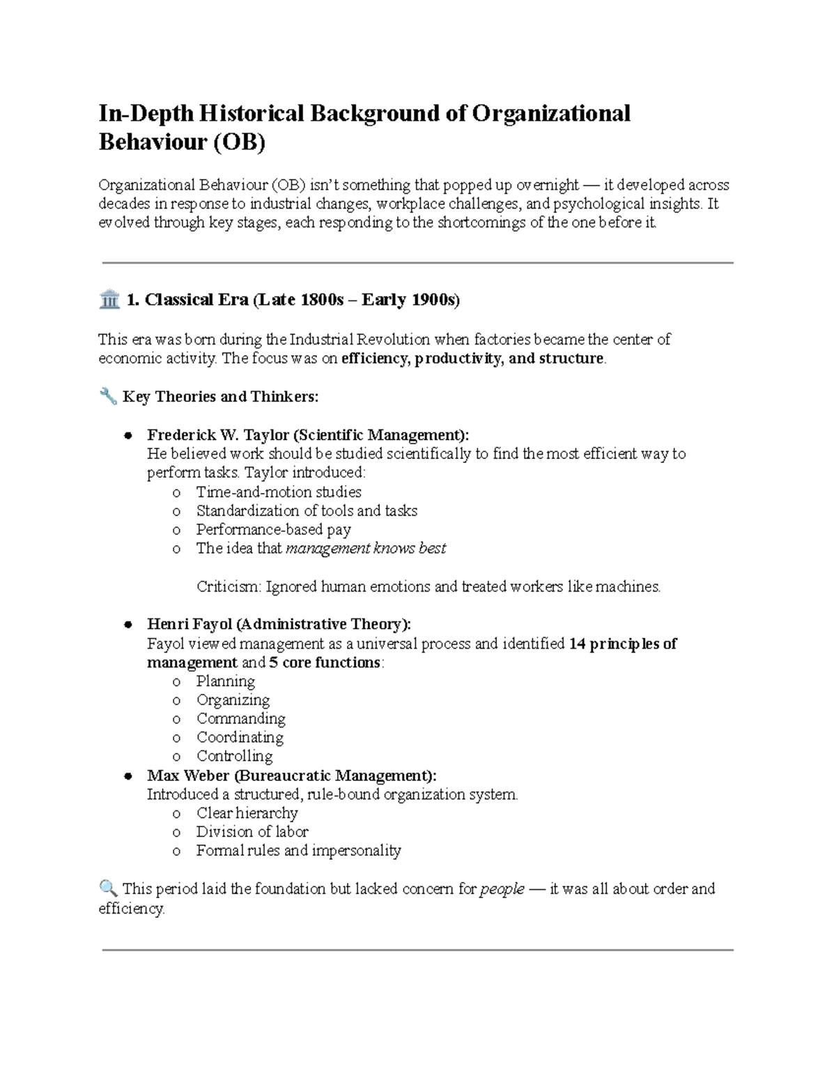History of Organizational Behaviour (OB): Key Developments & Theories ...