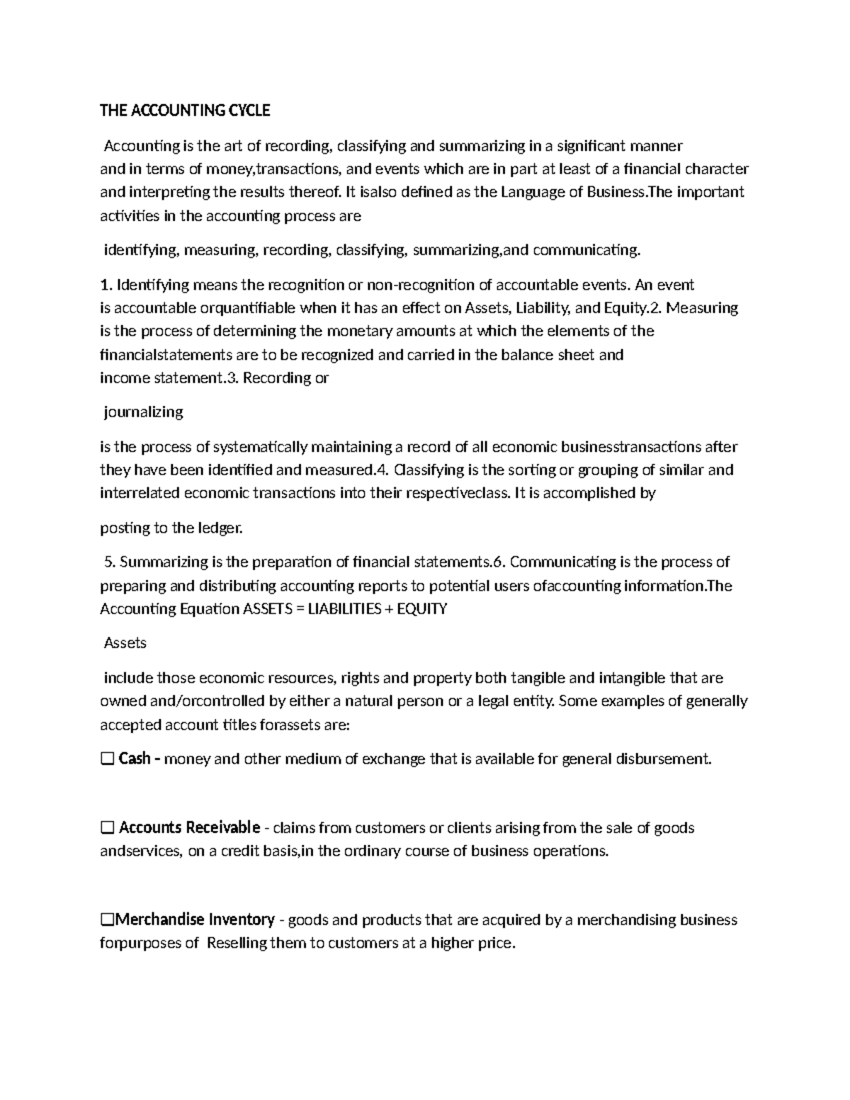 Accounting Cycle Overview: Key Concepts and Processes - Studocu