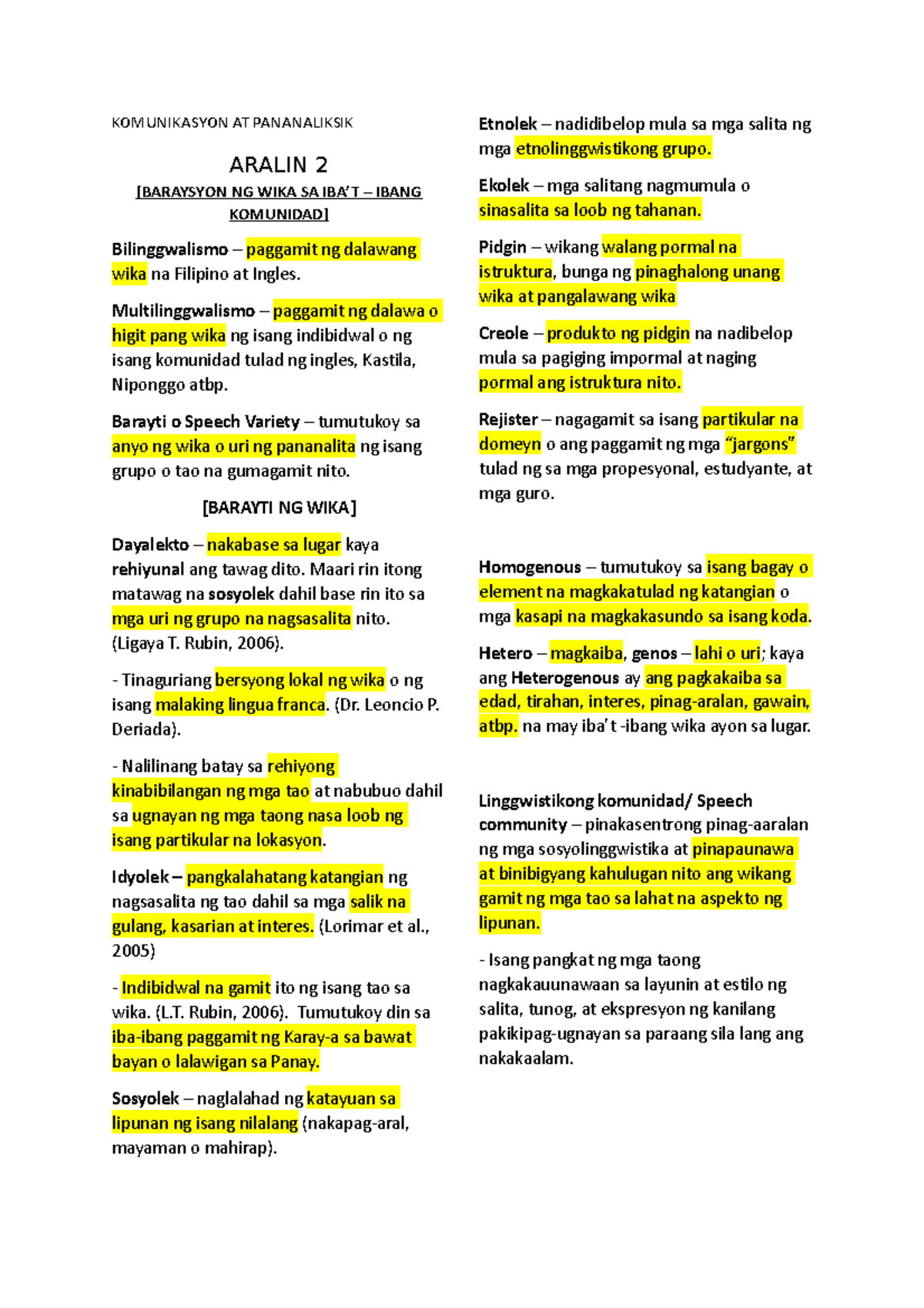 KOMPAN-11: Summarized Insights on Module 2 - Aralin 2 - Studocu