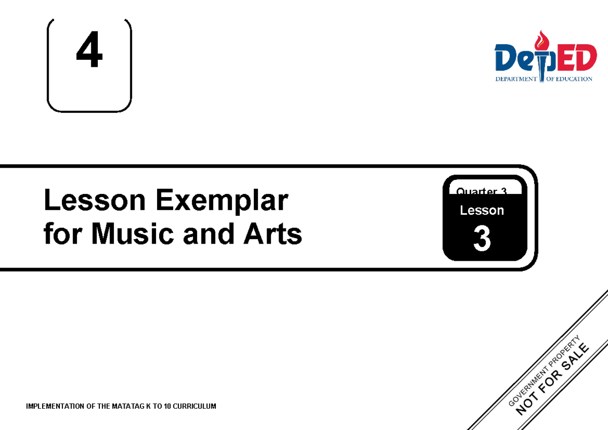 Q3 LE Music and Arts 4 Lesson Exemplar for Weeks 5 & 6 - Studocu