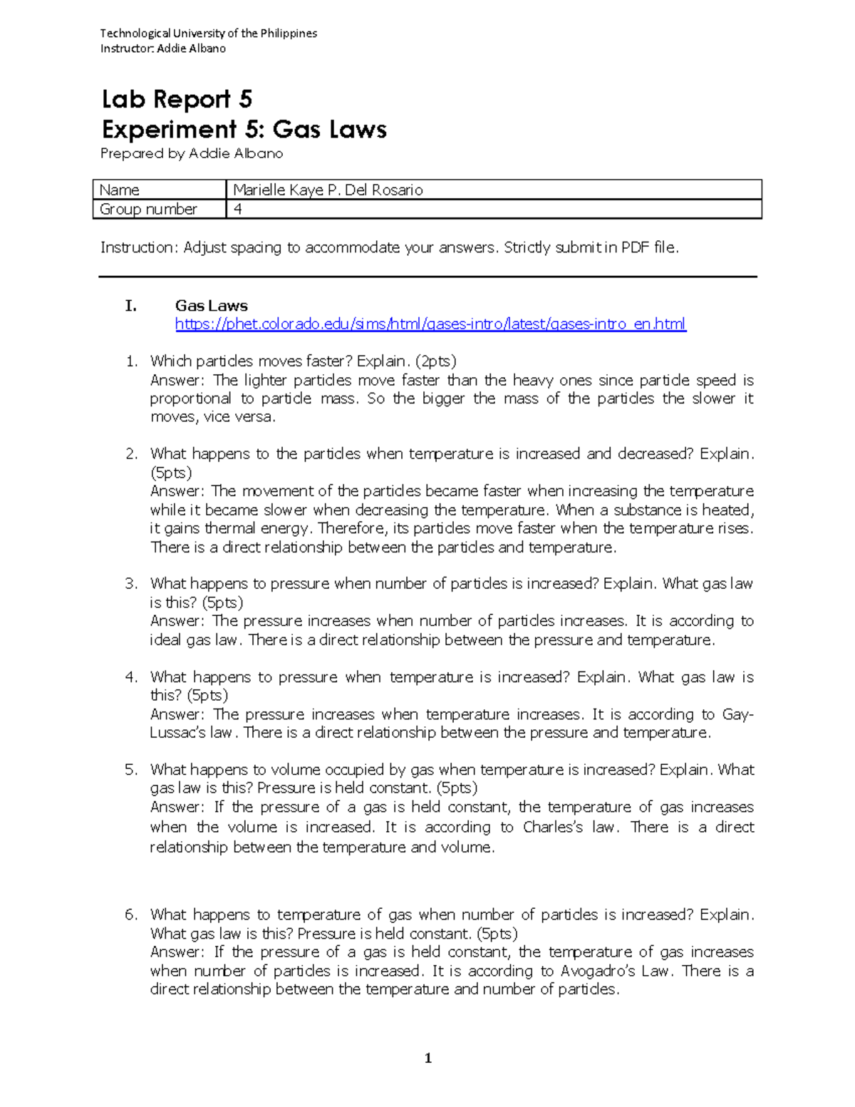 Lab-Report-5-Gases - Technological University of the Philippines ...