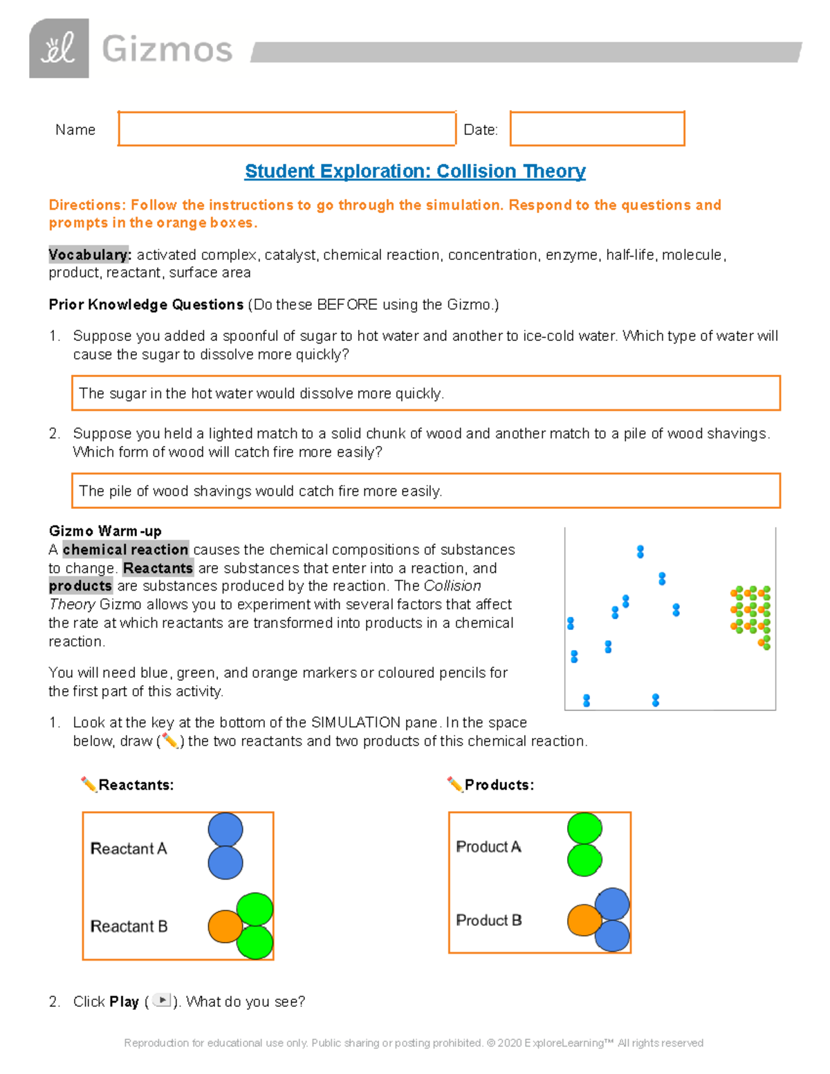 Student Exploration: Collision Theory Lab (Chem 101) - Studocu