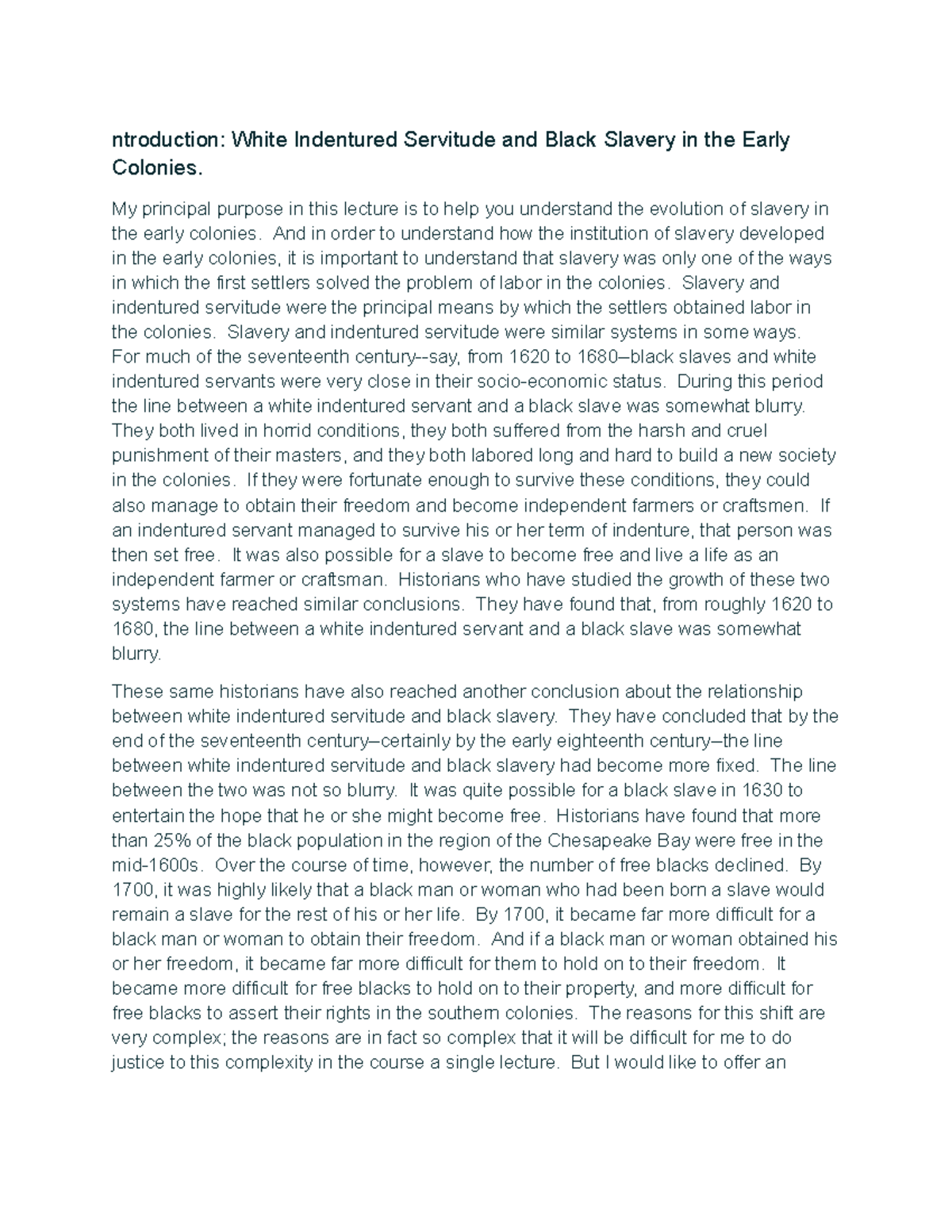 The Evolution of Indentured Servitude and Slavery: A Historical Lecture ...